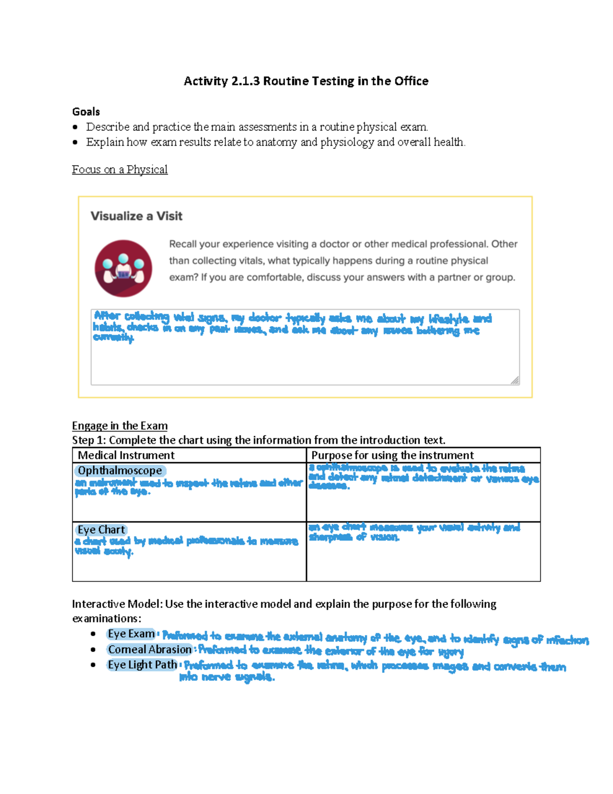 Activity 2.1.3 Routine Testing in the Office - Activity 2.1 Routine ...
