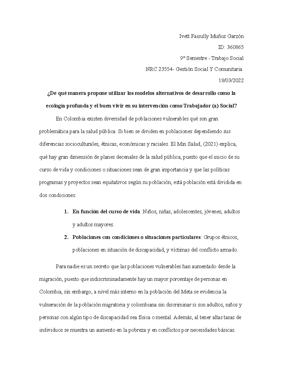 Ivett Faisully Muñoz Garzón - Ivett Faisully Muñoz Garzón ID: 360865 9 ...