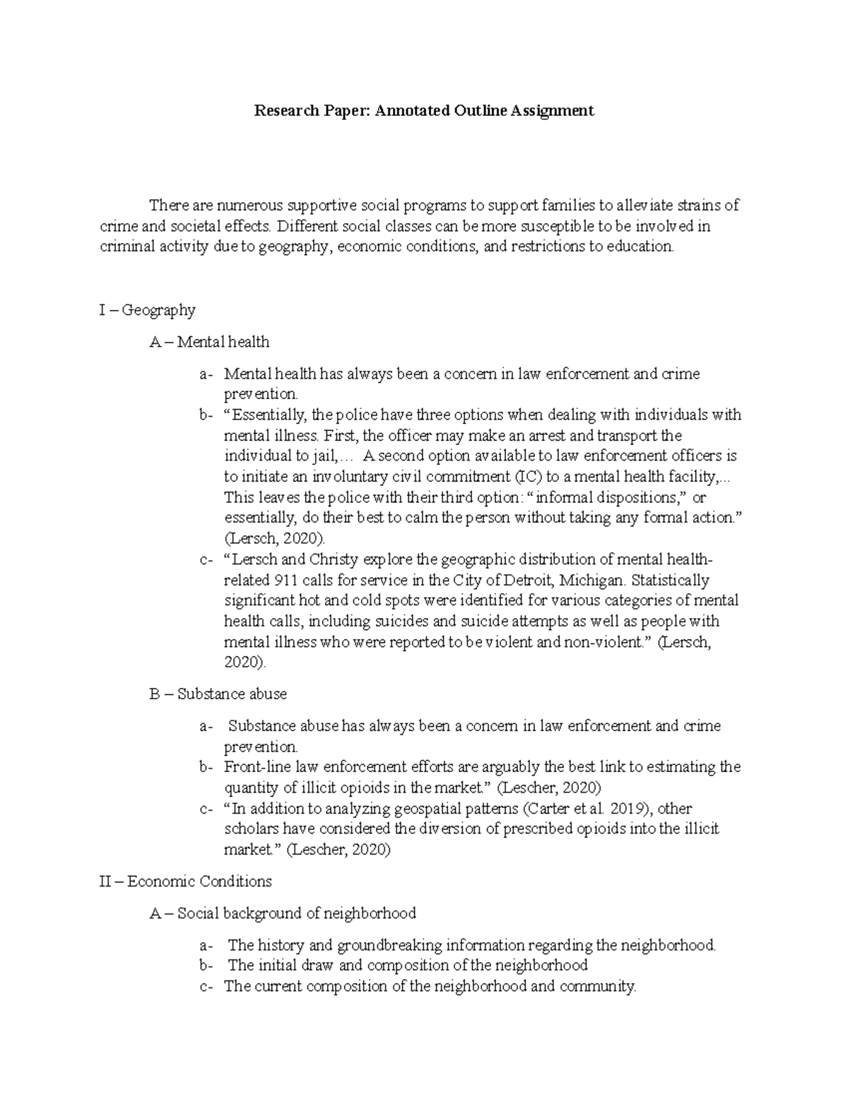 Crnkovic, J.G. Thesis Paper Annotated Outline - Research Paper ...