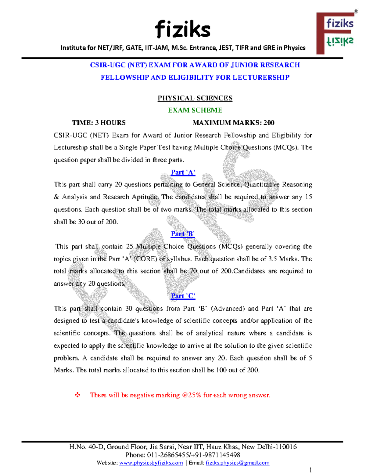 1.CSIR-NET-JRF Pattern-Syllabus - Institute for NET/JRF, GATE, IIT‐JAM ...