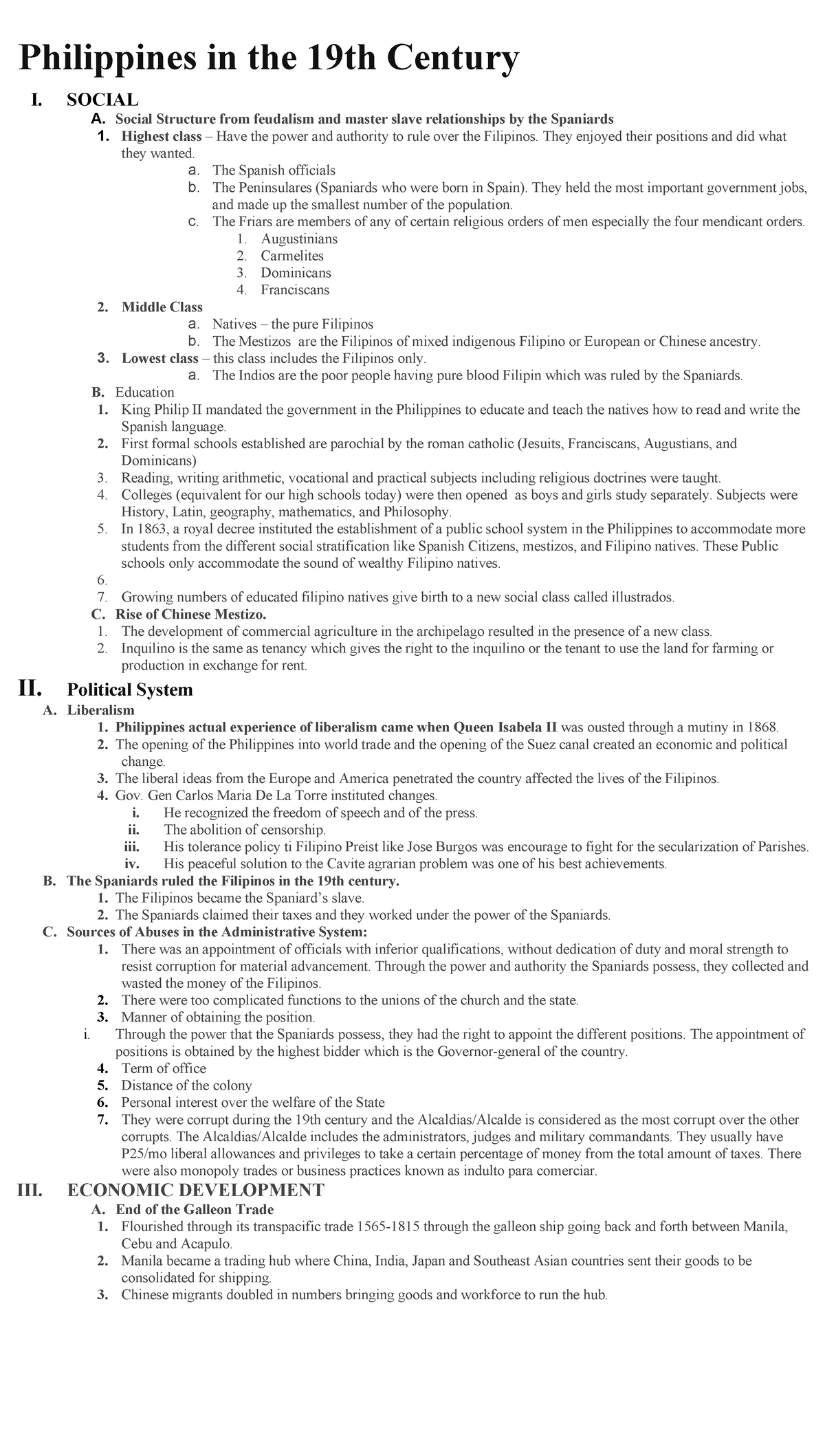 Philippines in the 19th Century - SOCIAL A. Social Structure from ...
