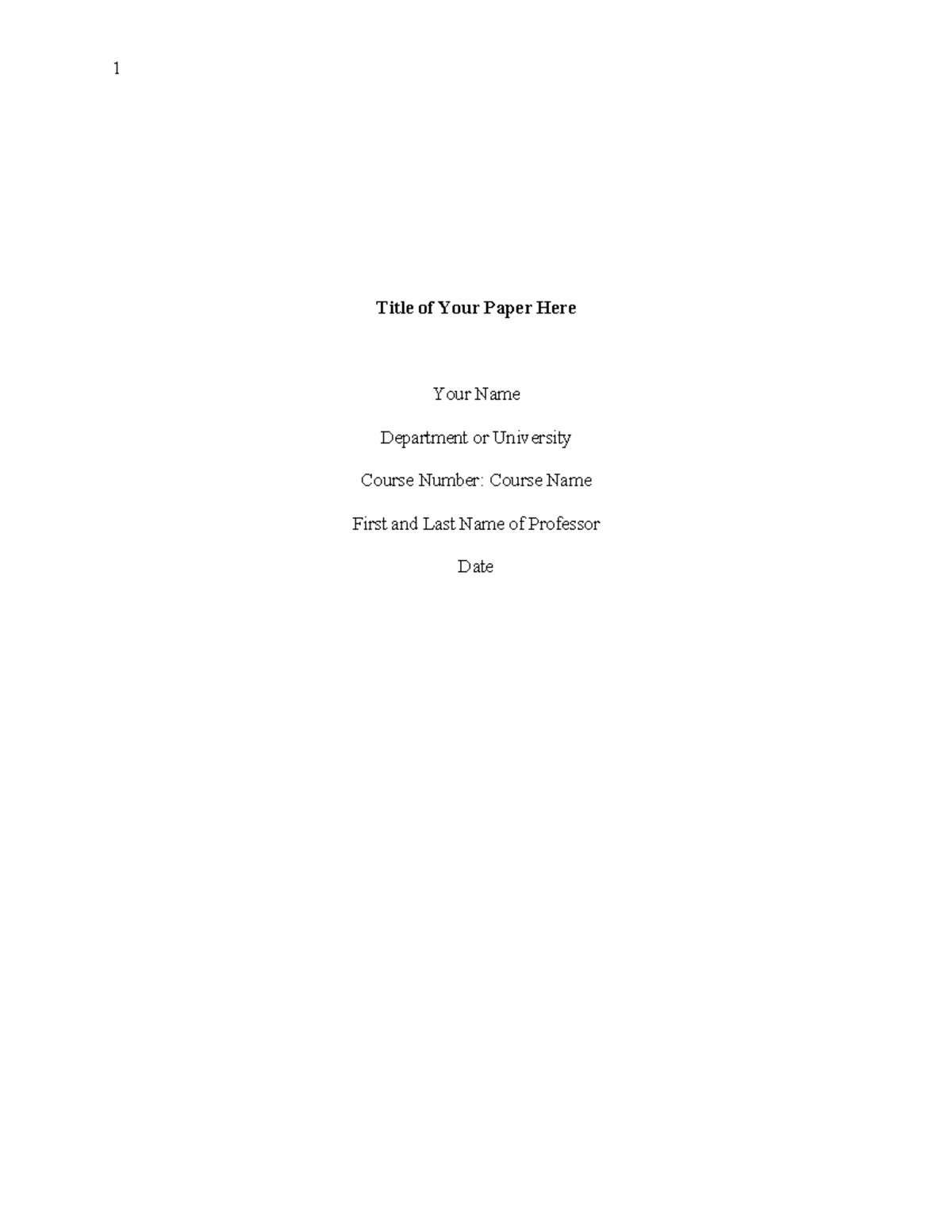 APA sample paper - practice - 1 Title of Your Paper Here Your Name ...