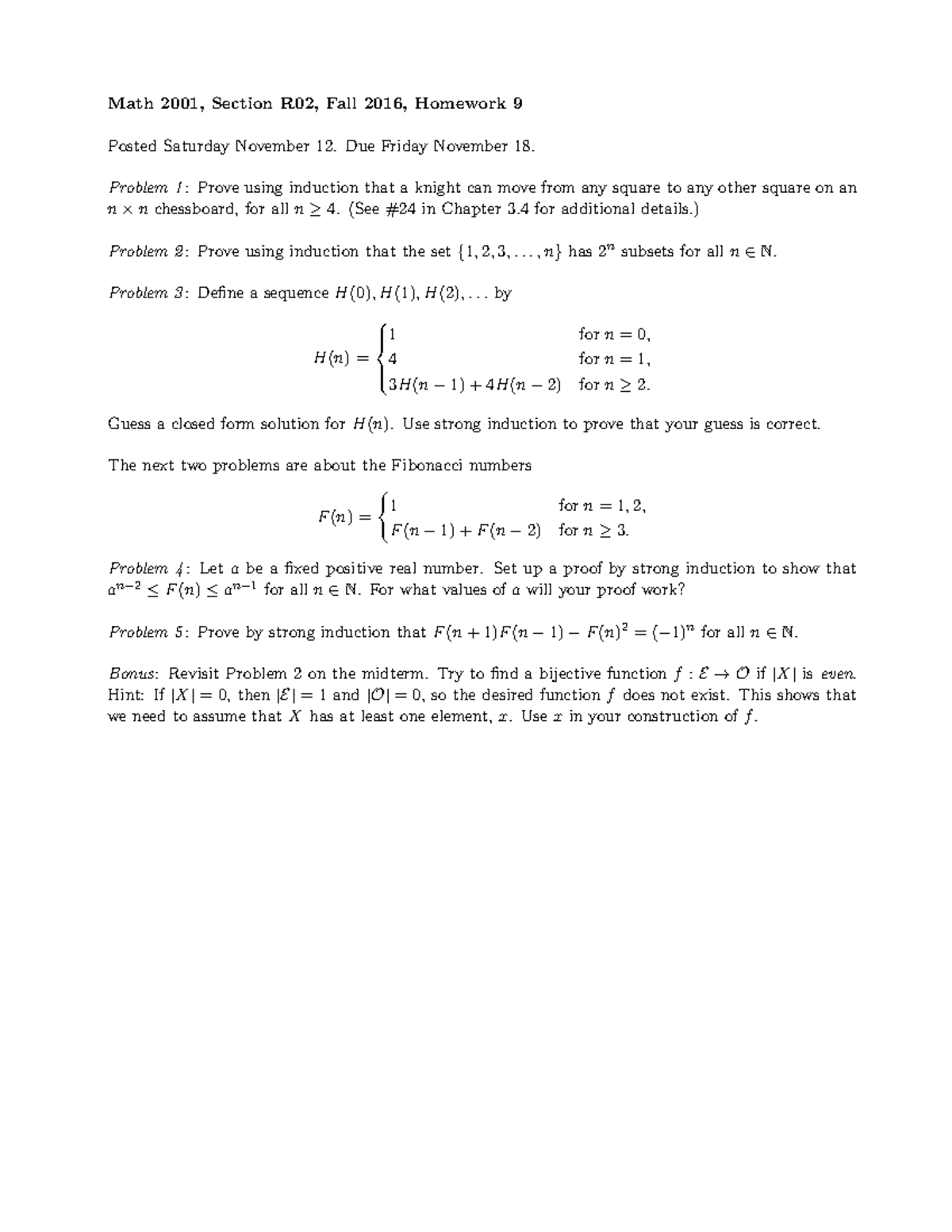 HW9, q + a - Homework assignment 9 - Math 2001, Section R02, Fall 2016, Homework 9 Posted ...