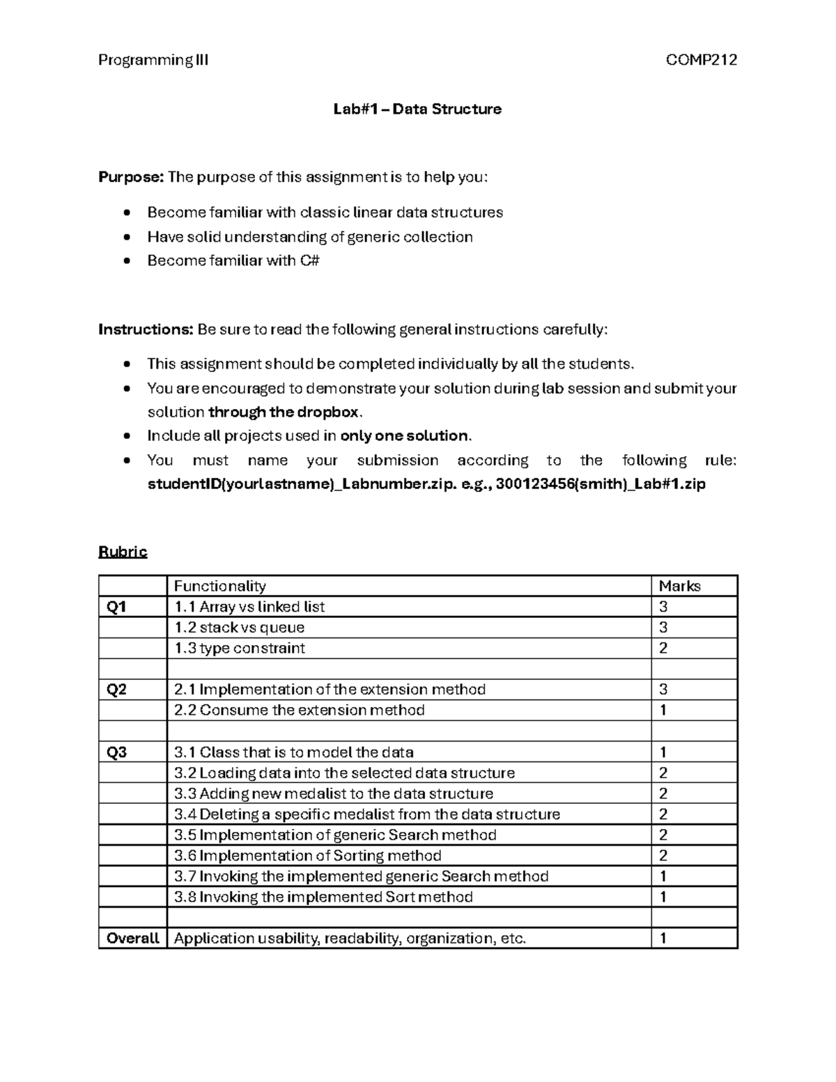 Lab Assignment 1 A1 Java Programming Iii Comp Lab1 Data 2442