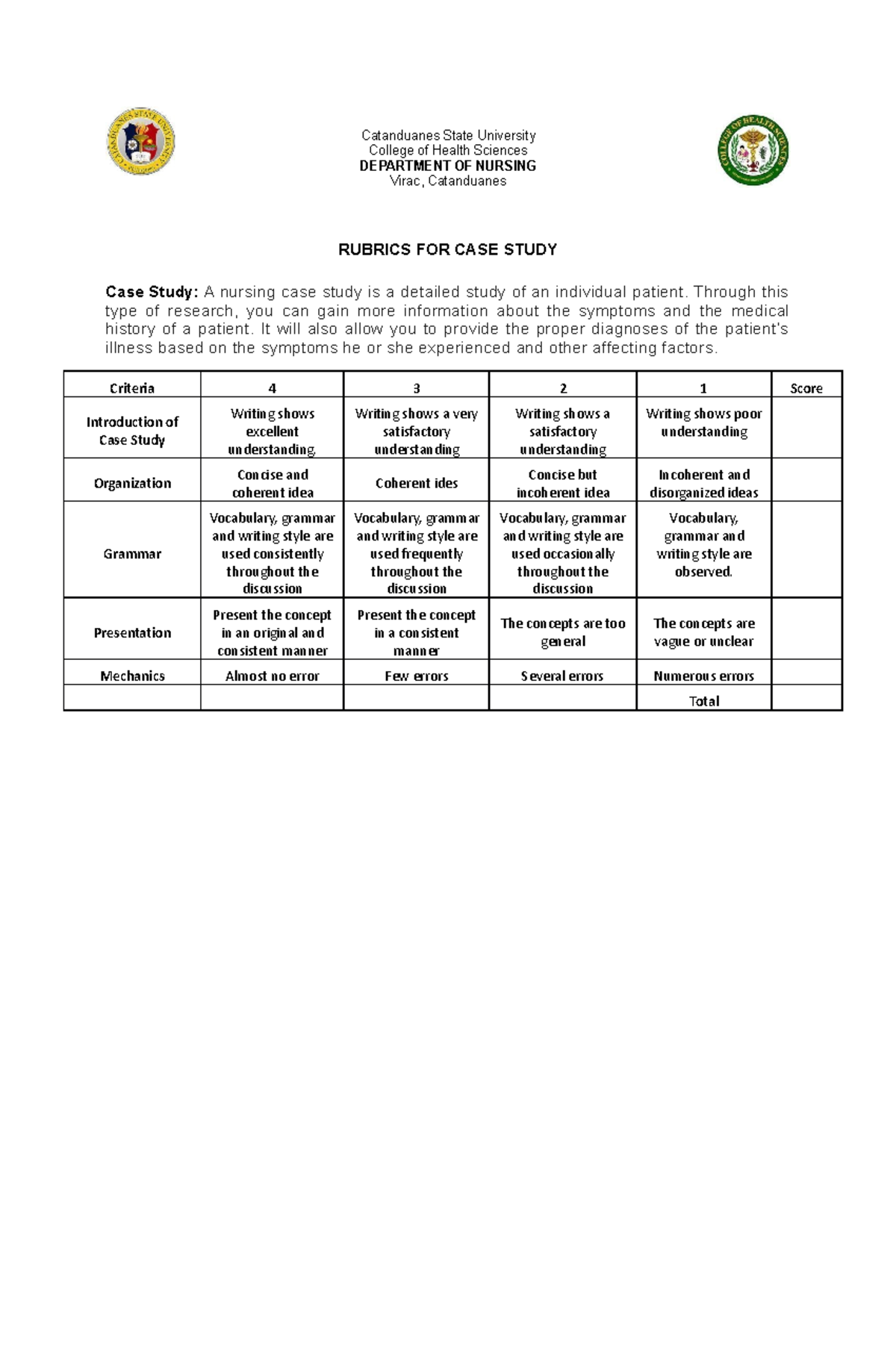 CASE- Study - Rubrics help instructor to grade their students work ...