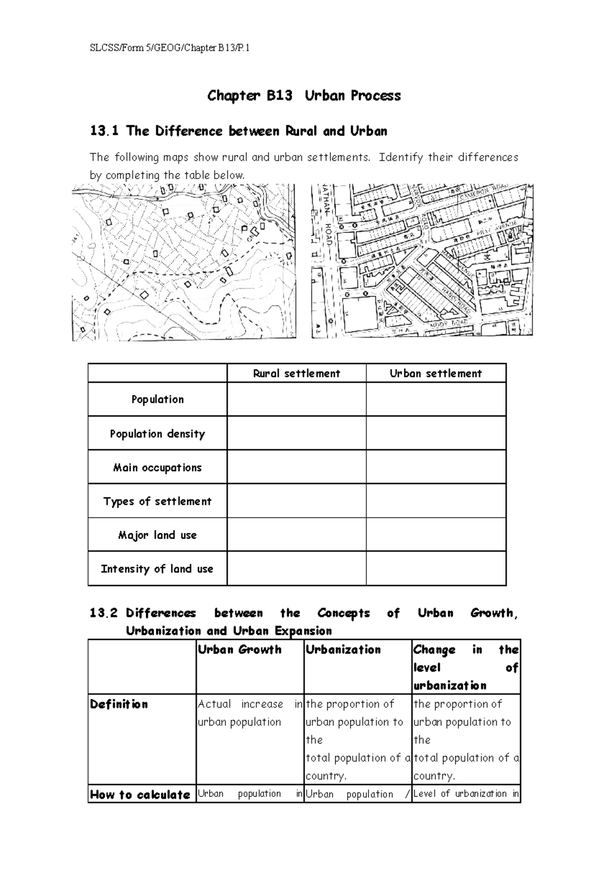 Urban Process (Exercise) - Chapter B13 Urban Process 13 The Difference ...