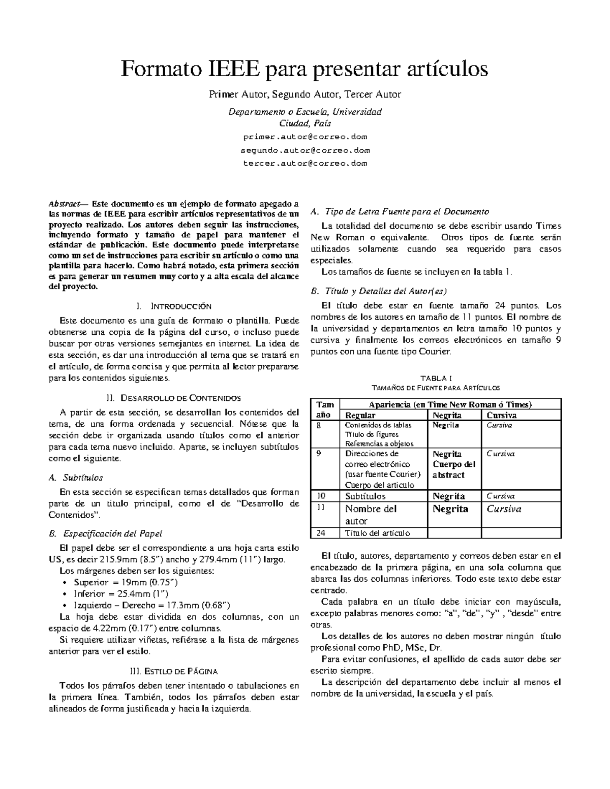 Formato IEEE - Los autores deben seguir las instrucciones, incluyendo ...