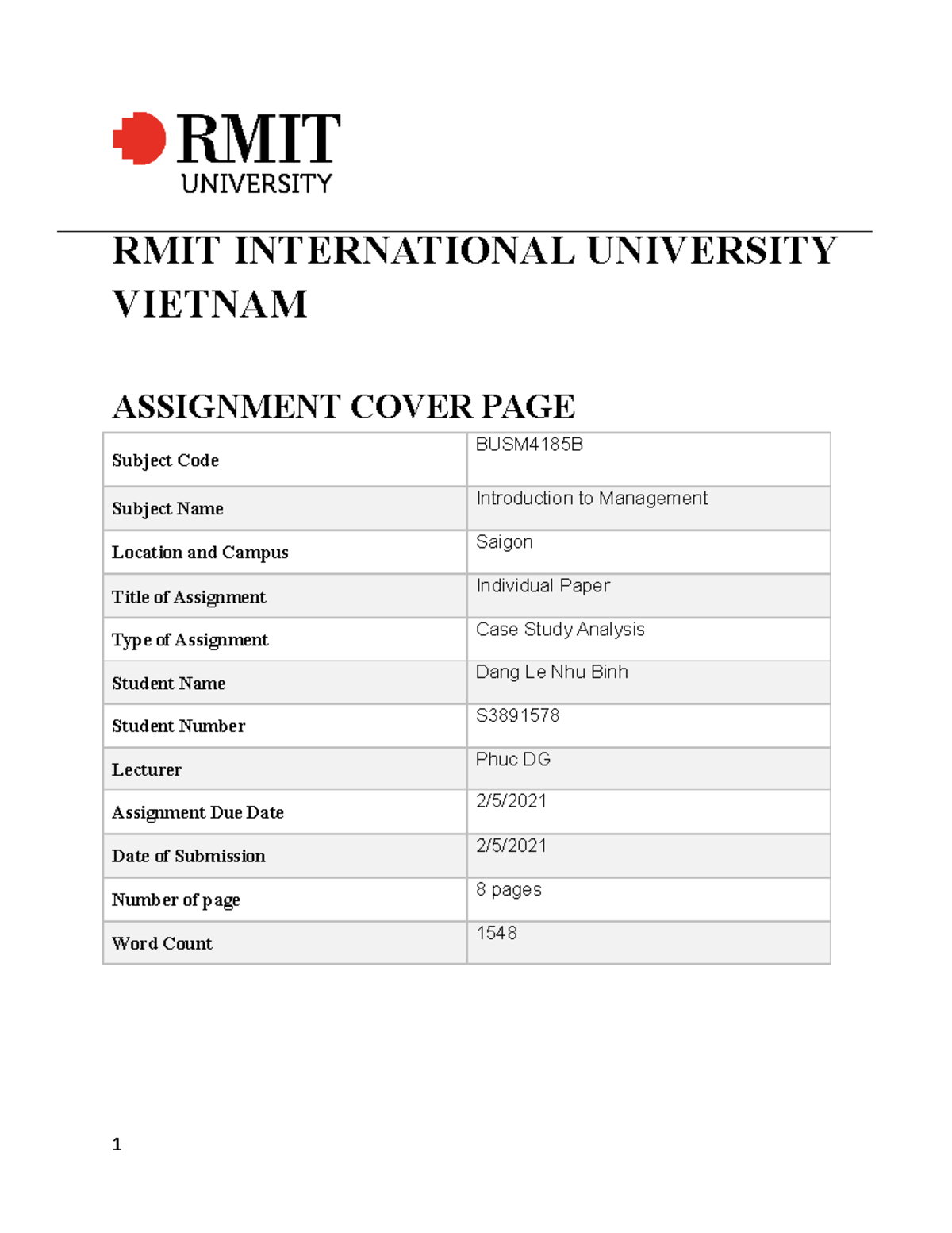 Dang Le Nhu Binh-s3891578-Assignment 2 - RMIT INTERNATIONAL UNIVERSITY ...