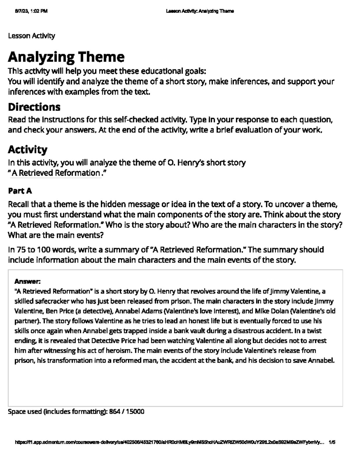 Experiencing Change in Life and Literature - Studocu