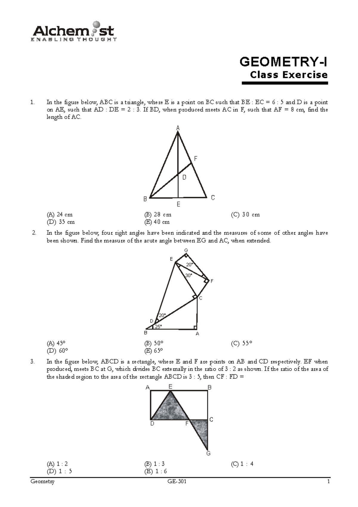 Geometry 1 - fghrspgkssssssssssssssr - GEOMETRY-I Class Exercise In the ...