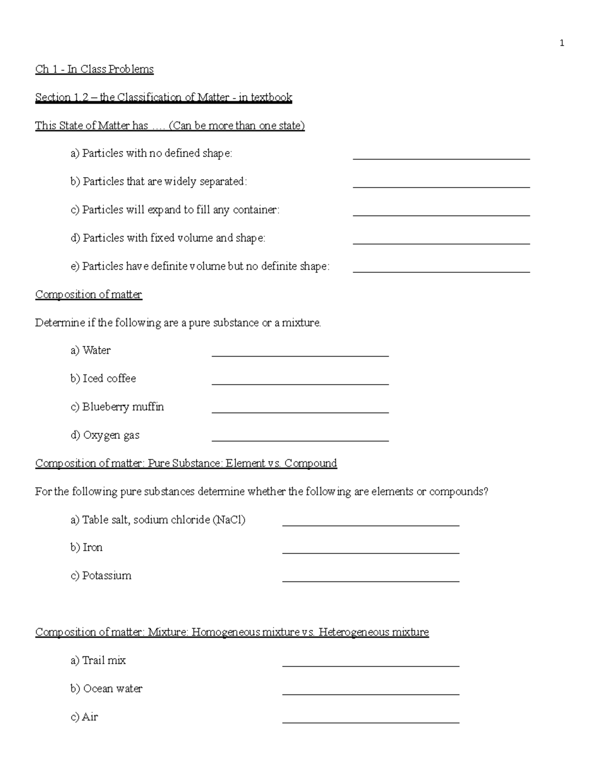 In class problems - Ch 1 - In Class Problems Section 1 – the ...