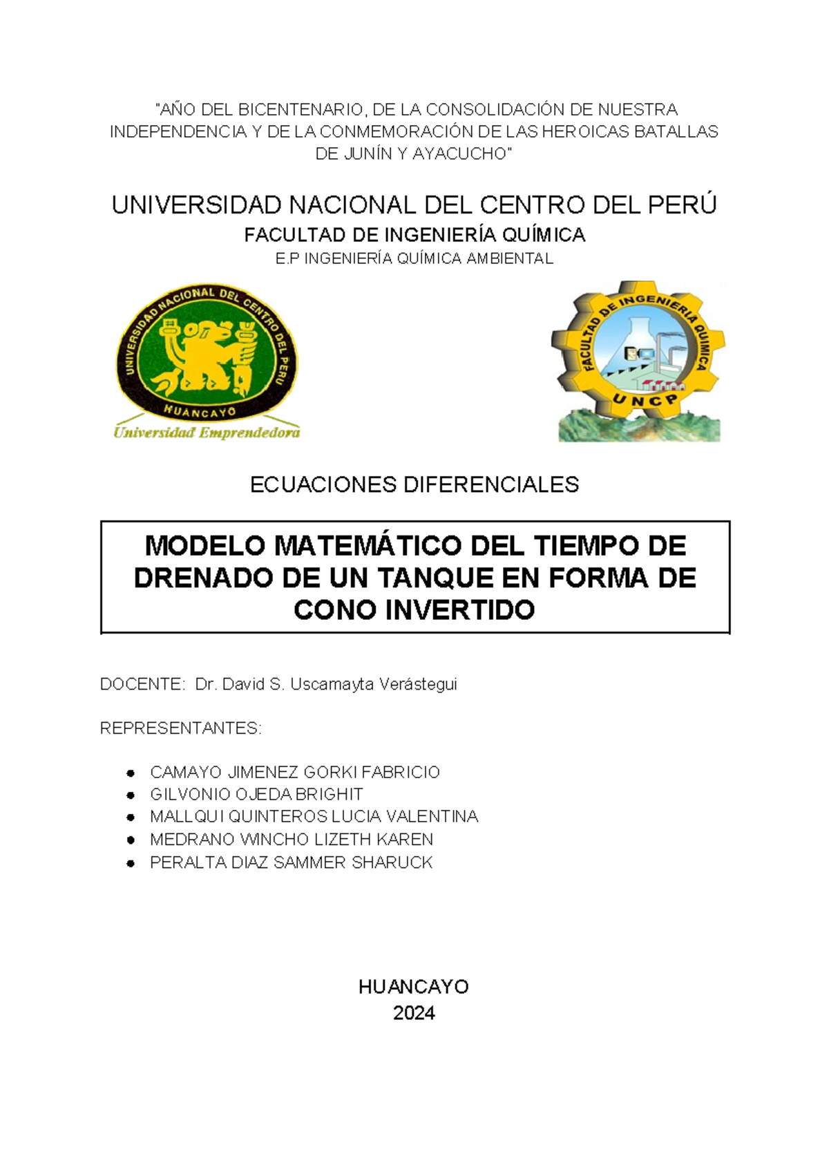 Tanque DE AGUA Conico Invertido oficial 2 - “AÑO DEL BICENTENARIO, DE ...