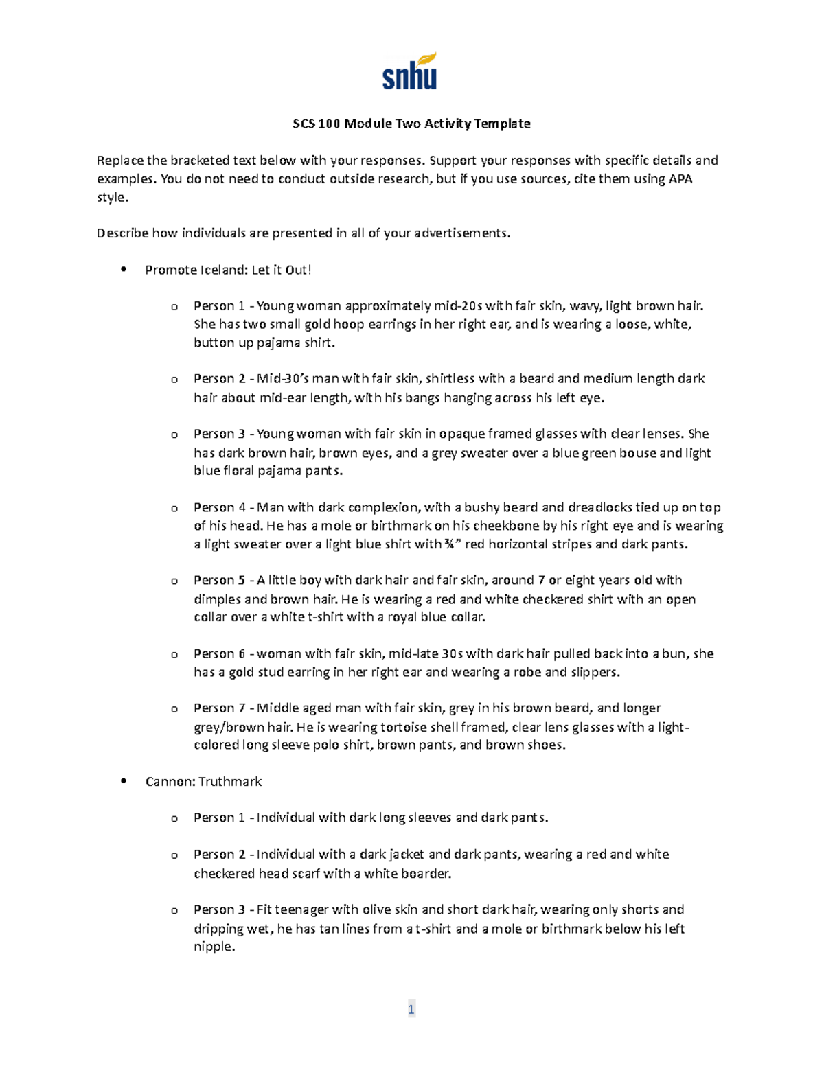 SCS 100 Module Two Activity Template - SCS 100 Module Two Activity ...