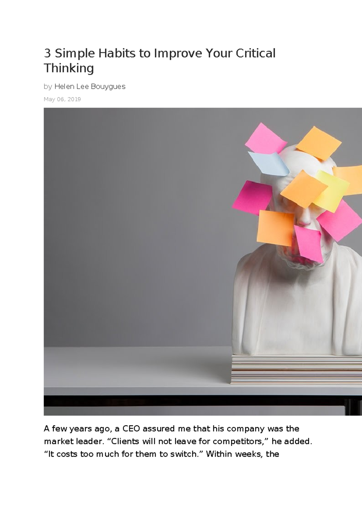 3 Simple Habits to Improve Your Critical Thinking - “Clients will not ...