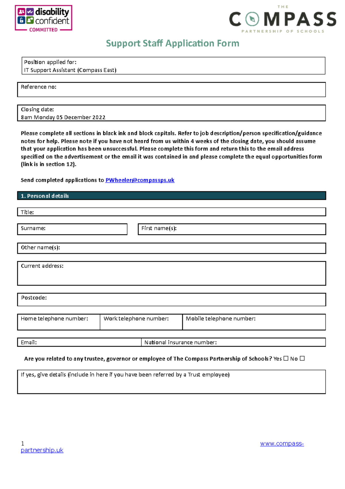 89940 F4B090D5EBE69244 D8FF50F0945 - Support Staff Application Form ...
