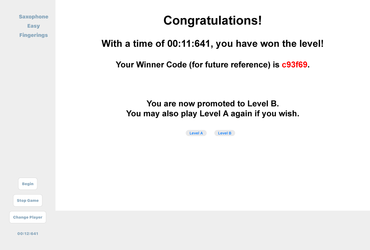 Music Racer - Saxophone Easy Fingerings Begin Stop Game Change Player 00 : 12 : 641 ...