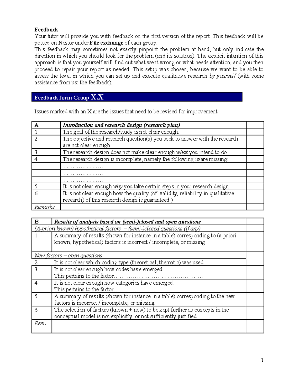 Feedback form Draft Group assignment report - Feedback Your tutor will ...