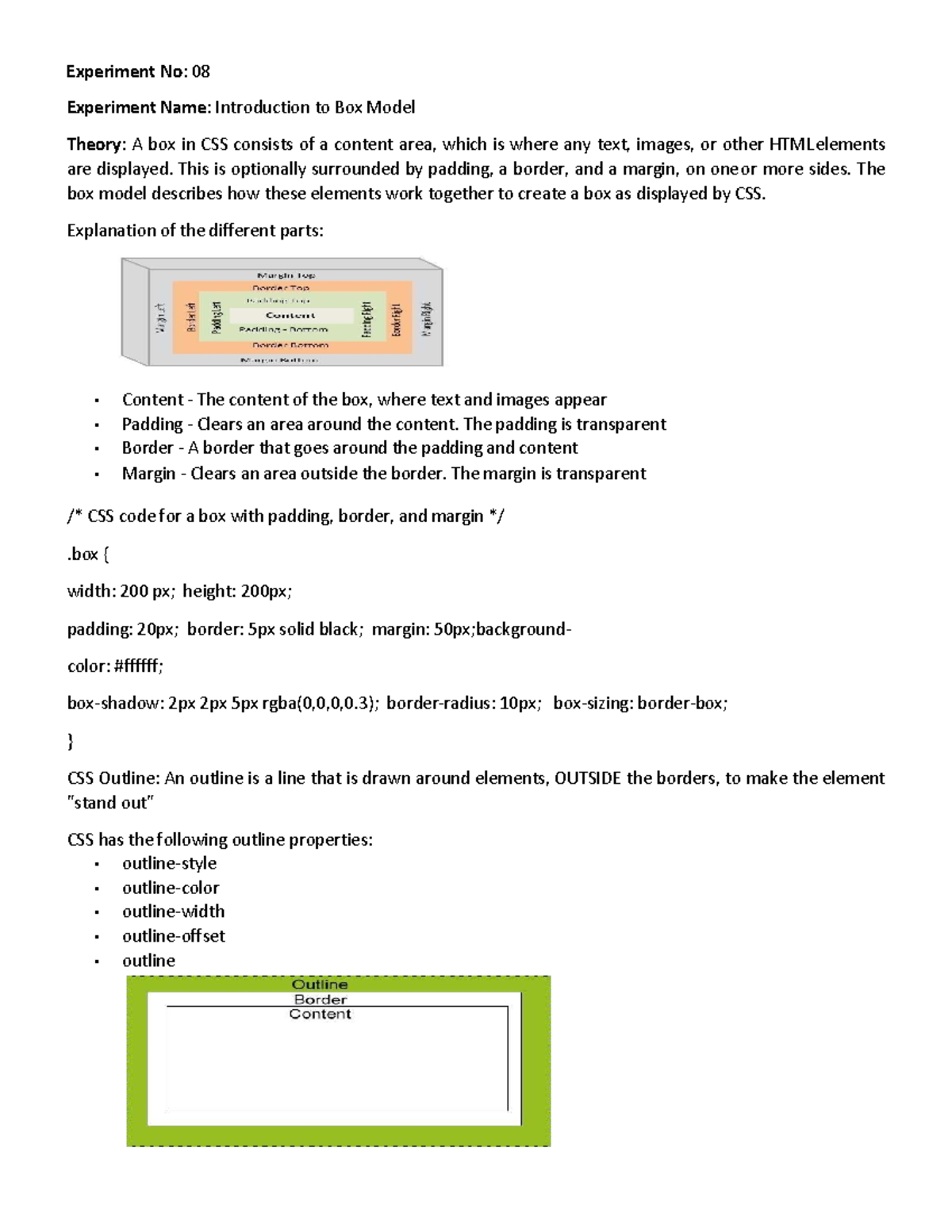 Subal web lab 8 - Experiment No: 08 Experiment Name: Introduction to Box Model Theory: A box in ...