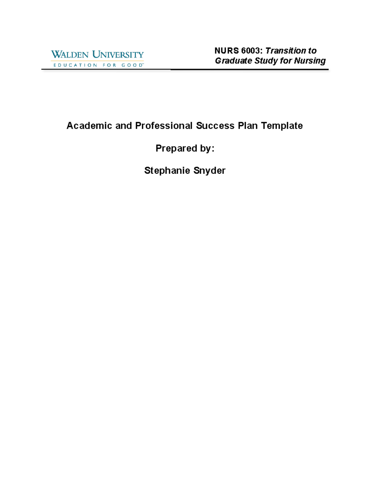 MD2Assgn Snyder S - Module 3 - Academic and Professional Success Plan ...