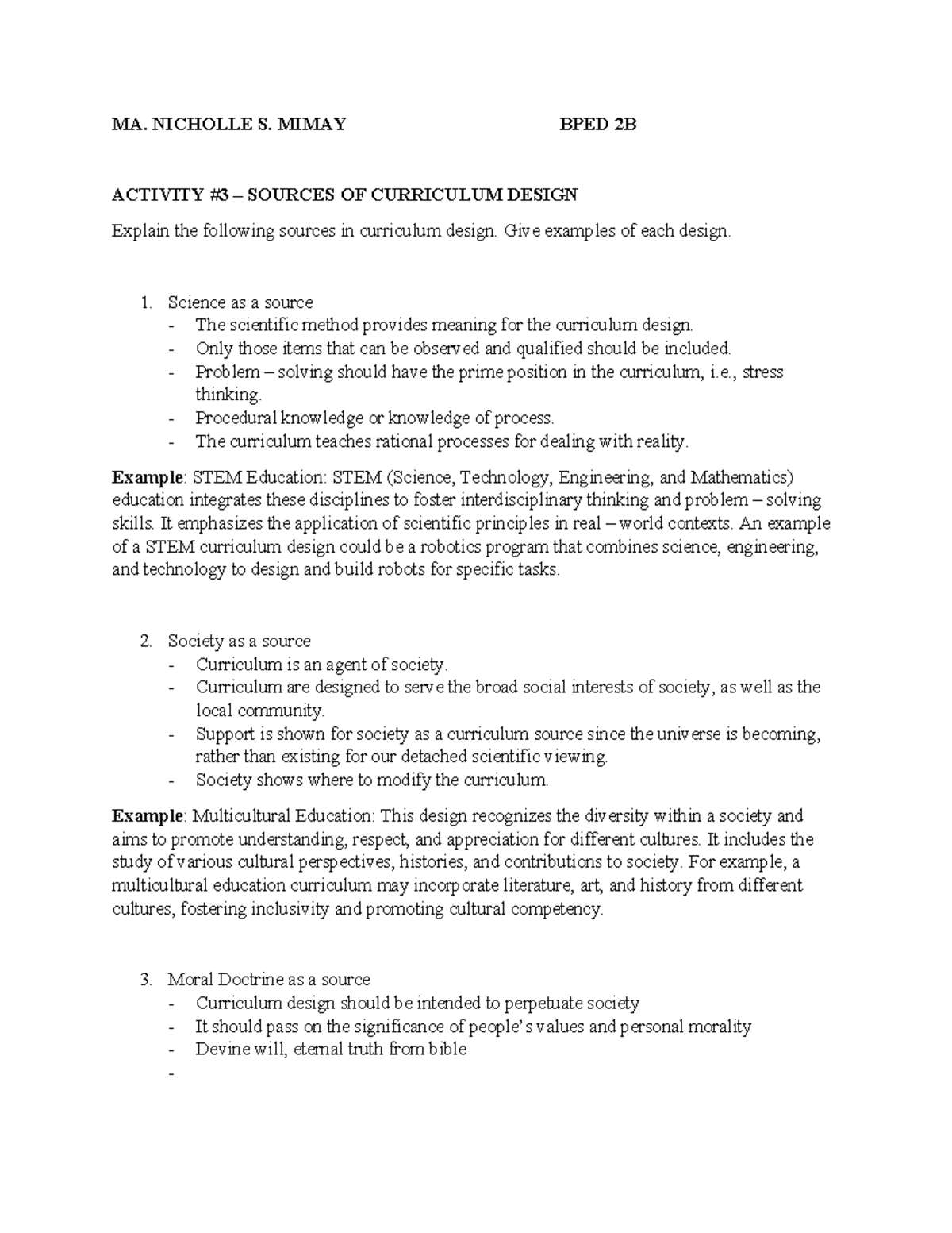 MA - hhhhhhh - MA. NICHOLLE S. MIMAY BPED 2B ACTIVITY #3 – SOURCES OF ...