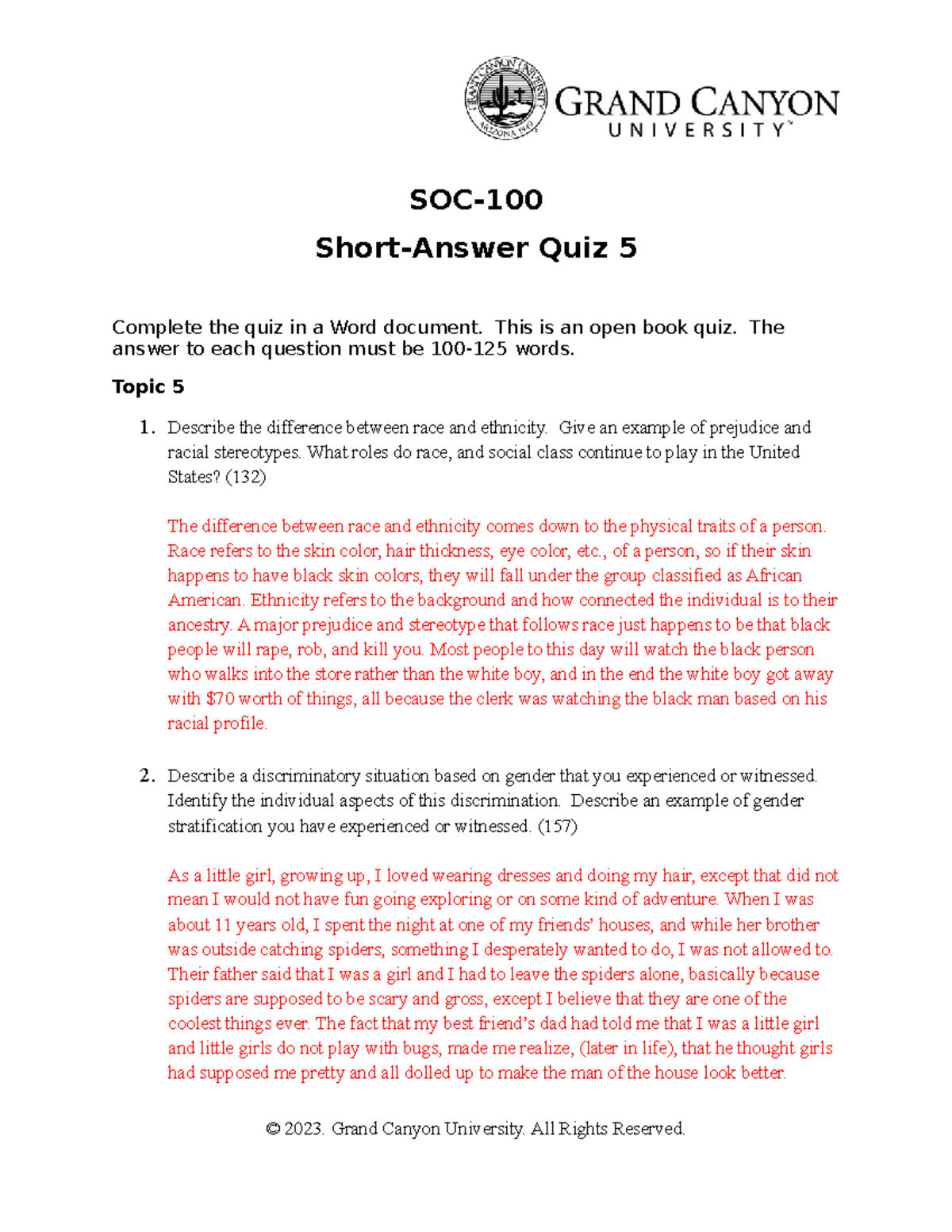 T5W5 Short-Answer Quiz - SOC-100 - GCU - Studocu