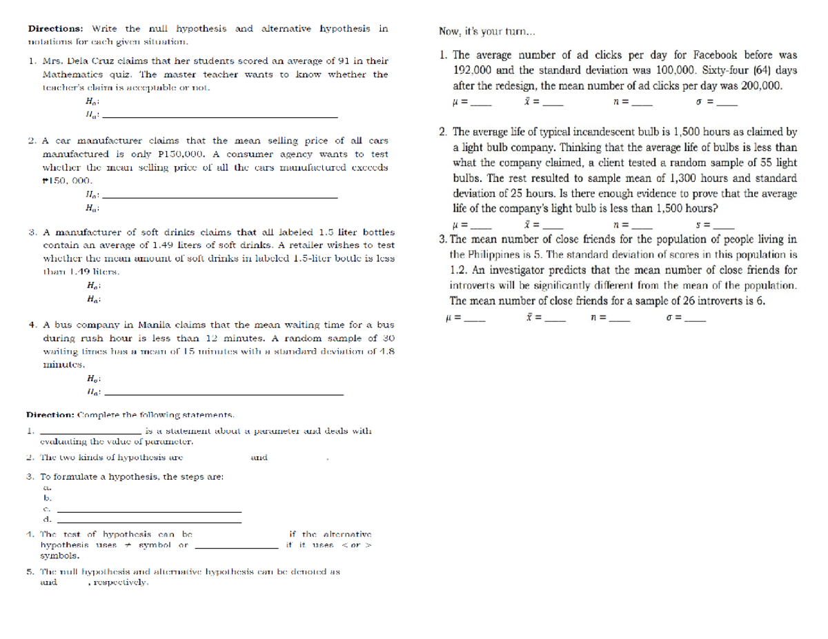 Stat Activity Monday Lesson 3 - nursing - Studocu