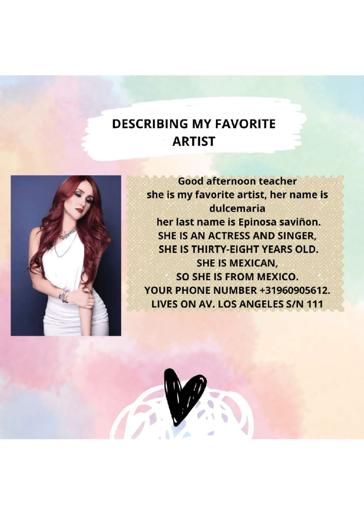 Describing MY Favorite Artist - Ingles I - Studocu