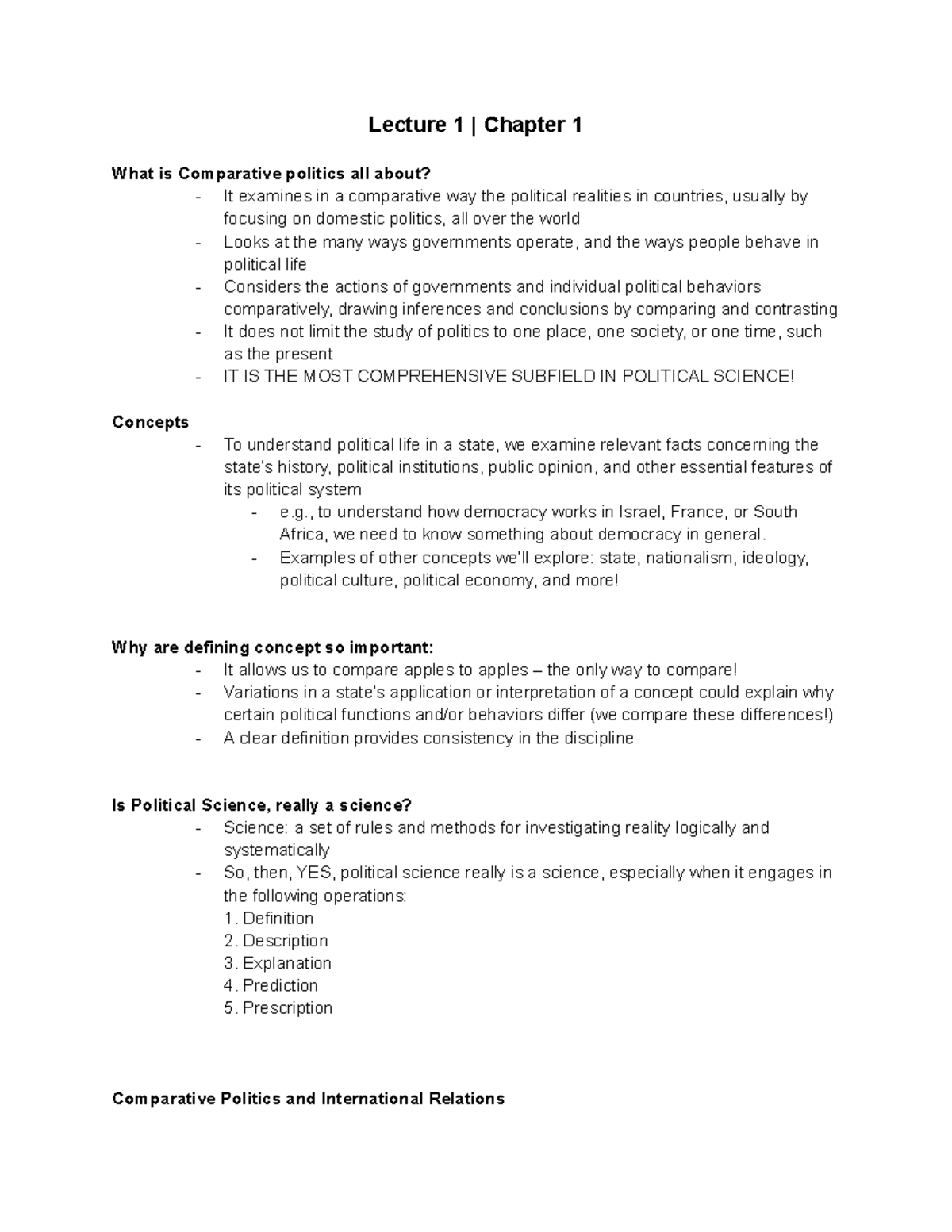 CPO 3010 - Lecture notes - Lecture 1 | Chapter 1 What is Comparative ...