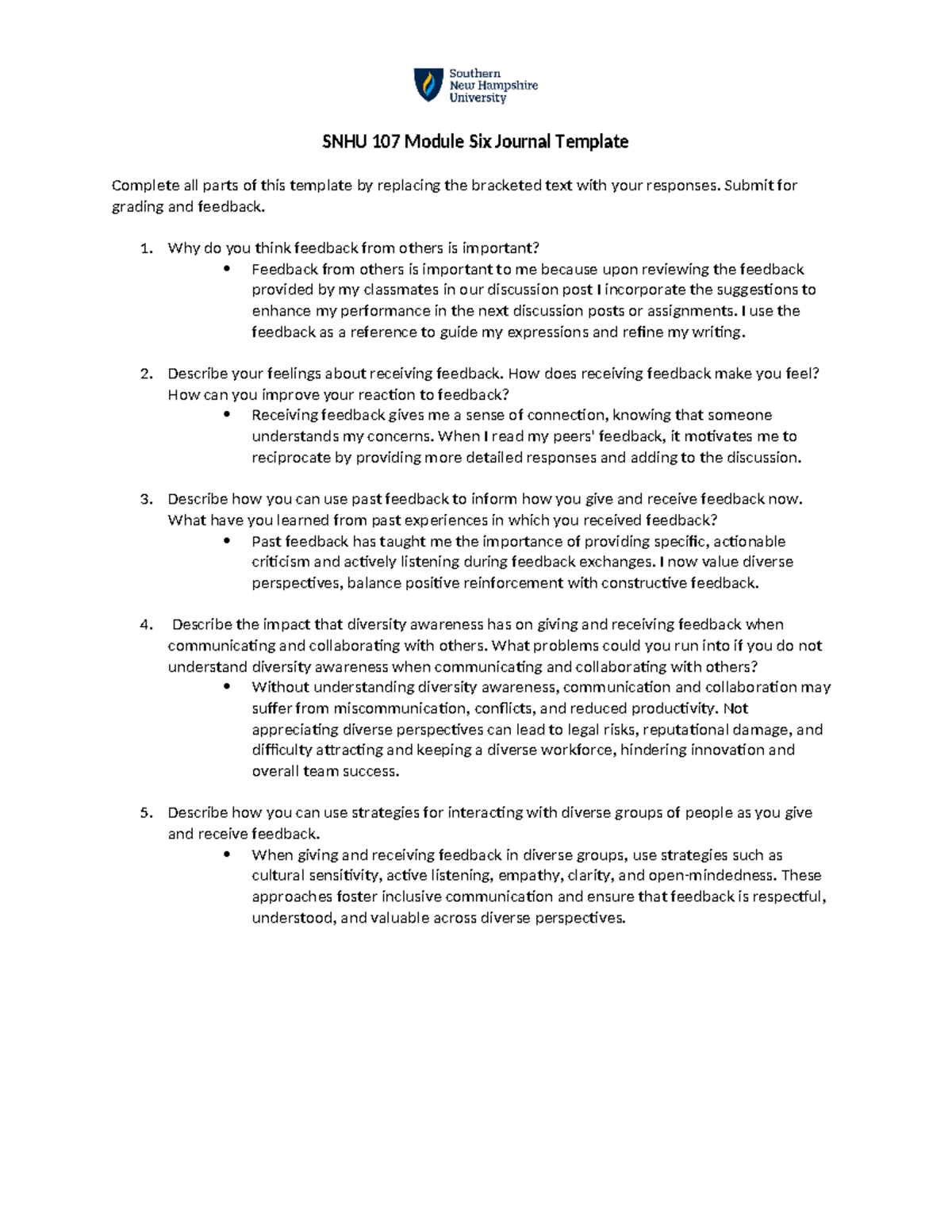 SNHU 107 Module Six Journal Template - SNHU 107 Module Six Journal ...