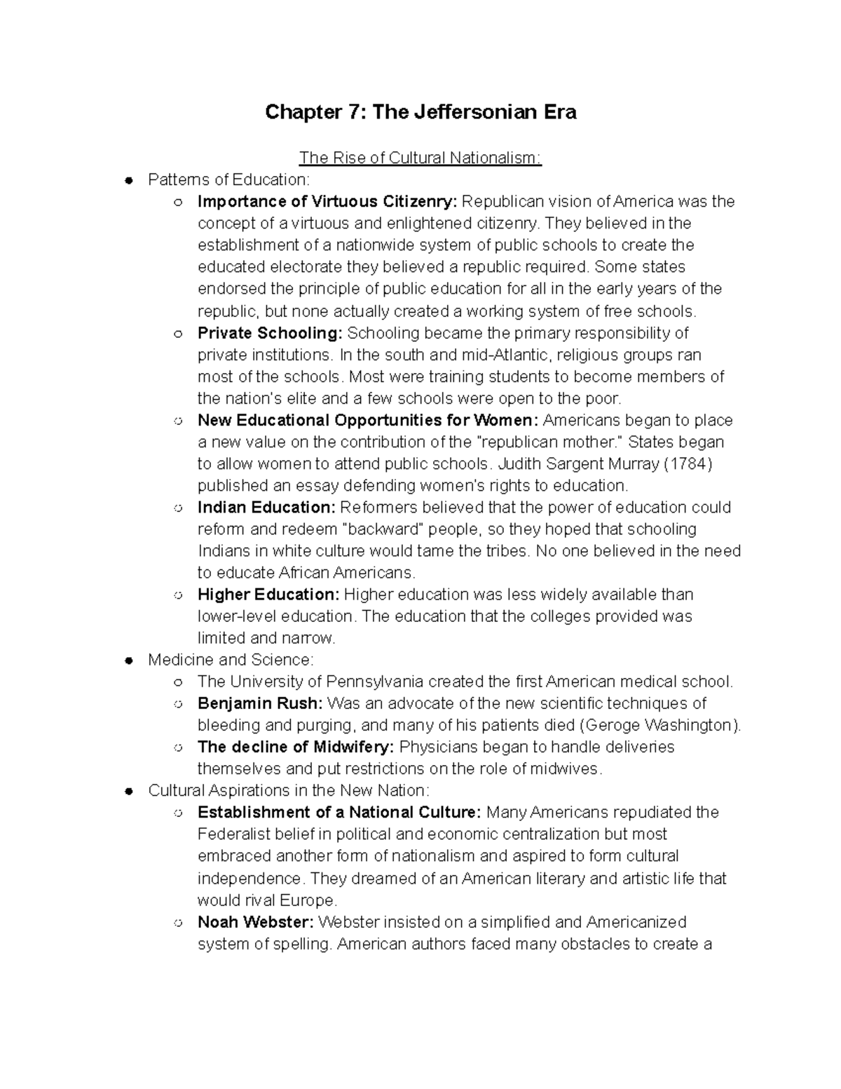 Chapter 7 outline - The Jeffersonian Era lecture notes - Chapter 7: The ...