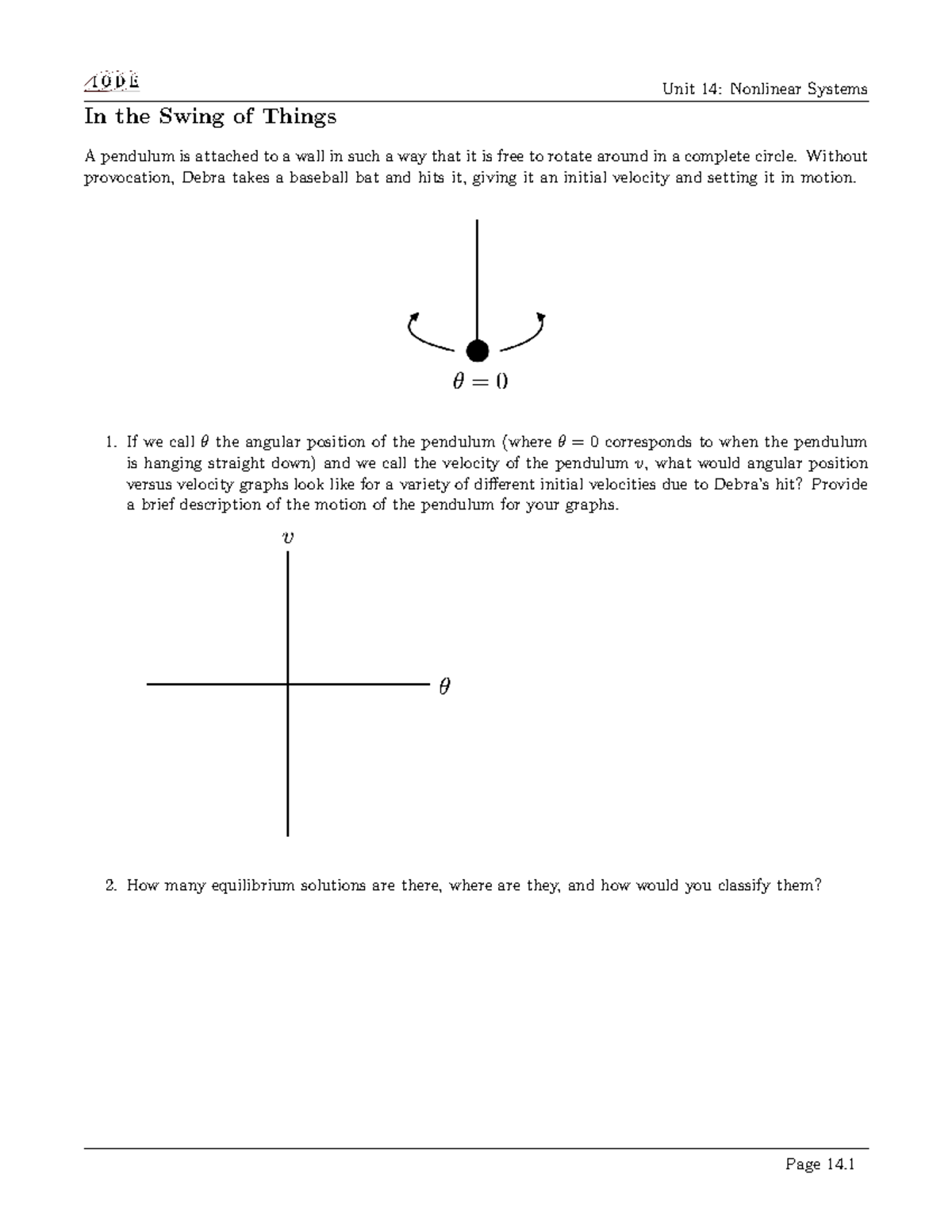 14 - Practice material 14 - In the Swing of Things A pendulum is ...
