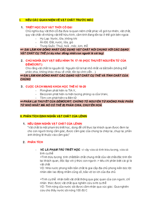 Triết học - đề cương ôn tập - 1ấn đề cơ bản của triết học : Theo Anghen ...