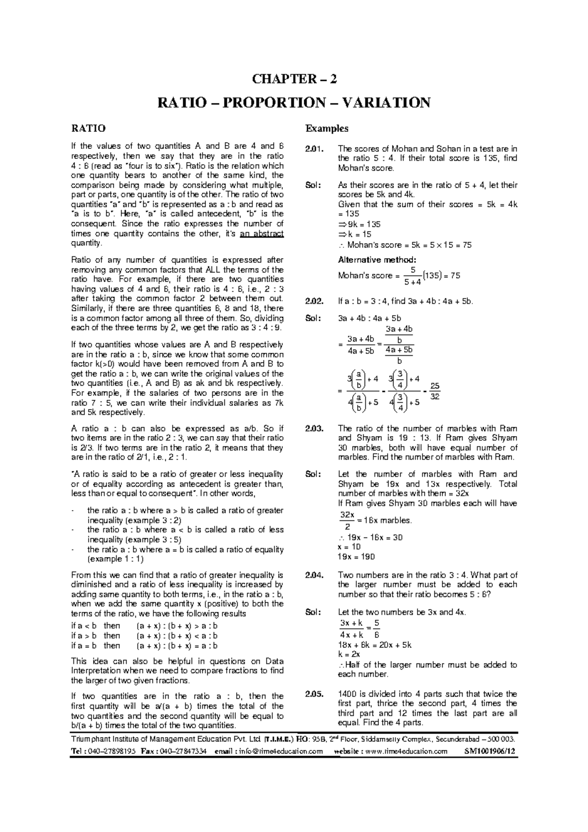 Chapter-2 RPV - Mathematics,statistics and Gk - Triumphant Institute of ...