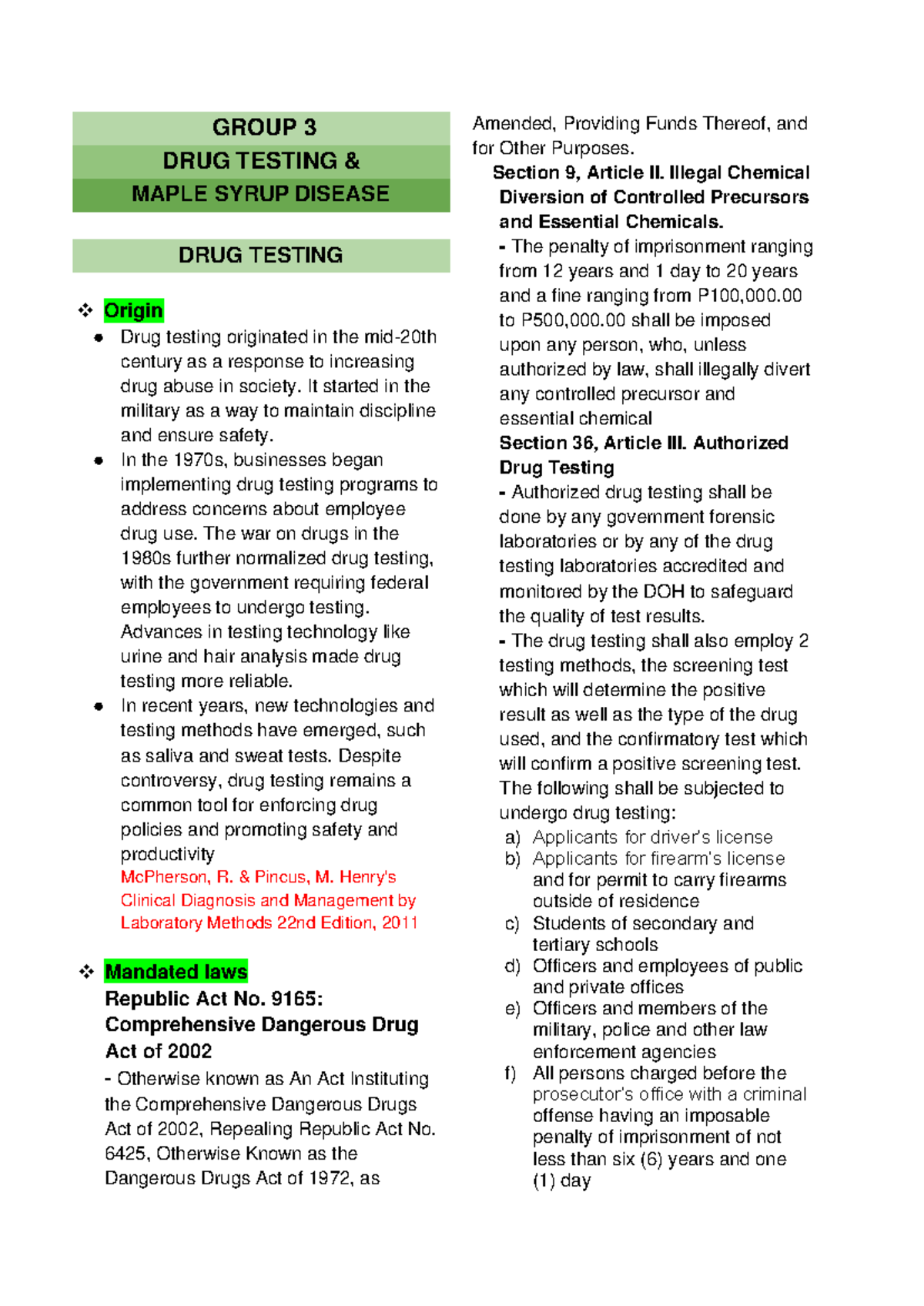 1G- Group-3 - GROUP 3 DRUG TESTING & MAPLE SYRUP DISEASE DRUG TESTING ...