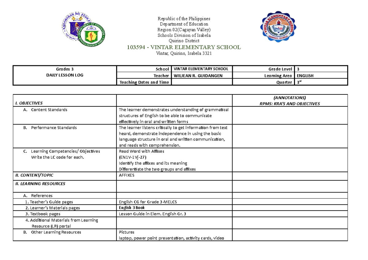 COT DLP Math 6 - Lesson plann - Republic of the Philippines Department ...
