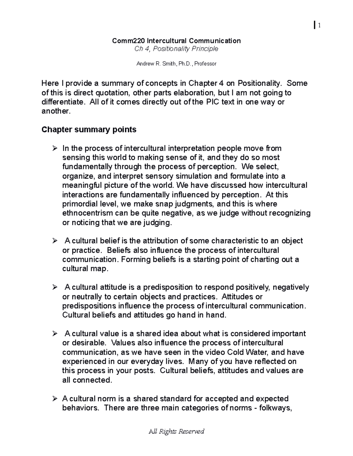 Ch 4 Lecture Positionality Principle - Comm220 Intercultural ...