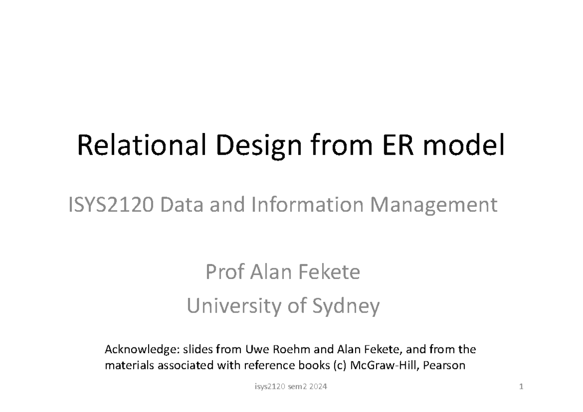 03B ER to SQL 2024 - lecture slides - Relational Design from ER model ...