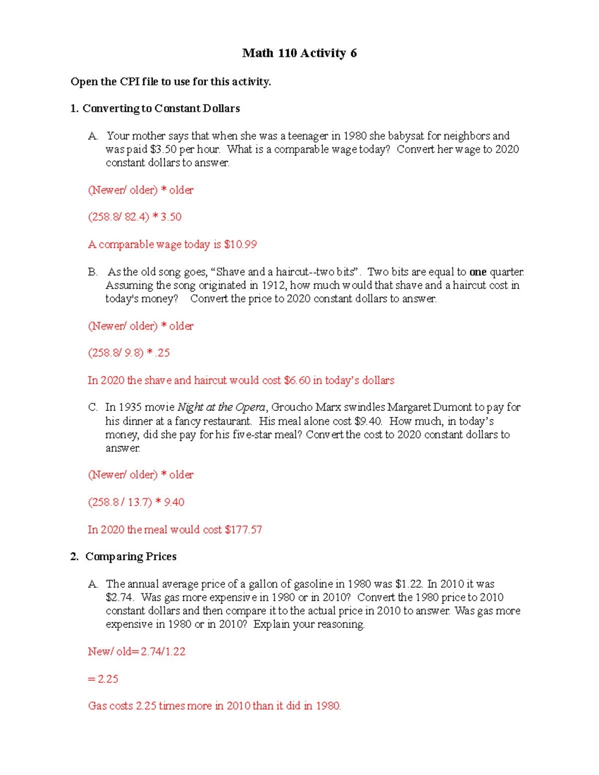 MATH 110 Activity 6 - CH Work and assignment - Math 110 Activity 6 Open ...