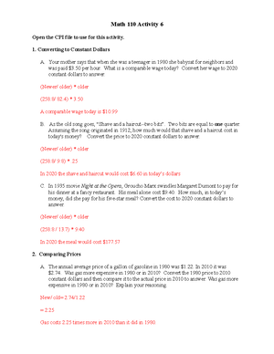 Math 110 HW 2 - CH 2 Assignment - MATH 110 Homework #2 Percentages (33 points HW + 5 Data ...