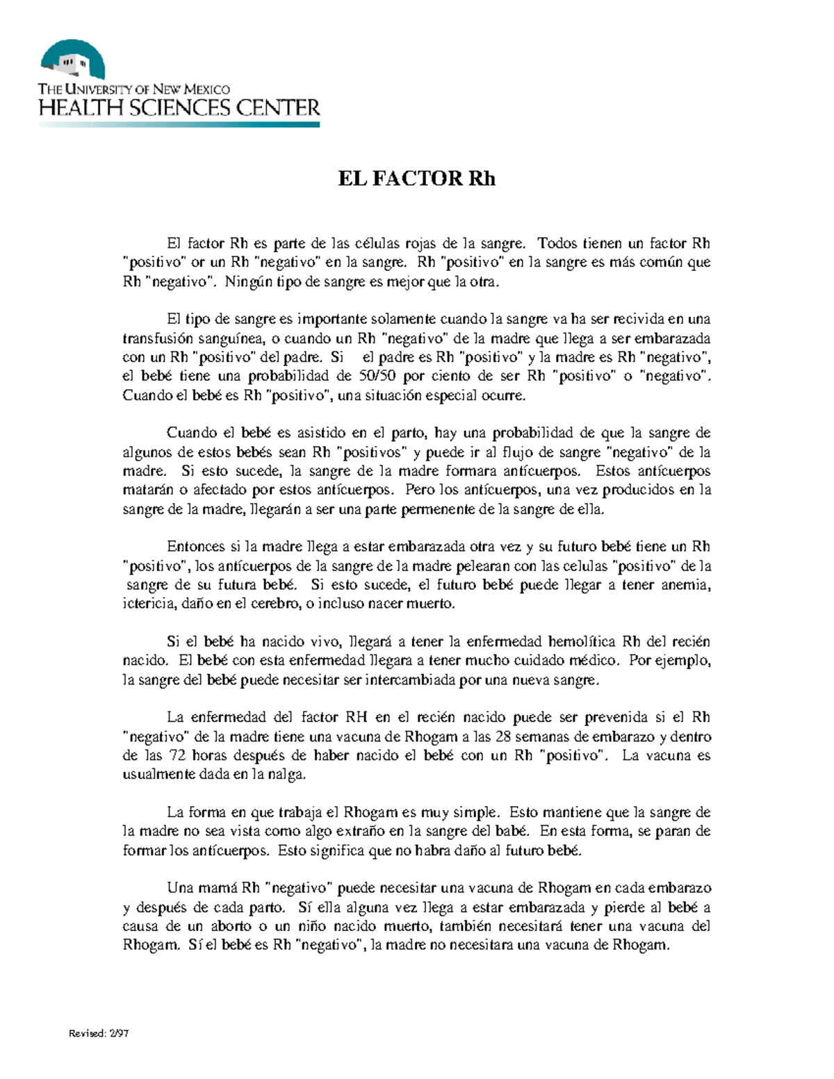 Rh-factor-spanish - apuntes de estudio - Revised: 2/ EL FACTOR Rh El ...