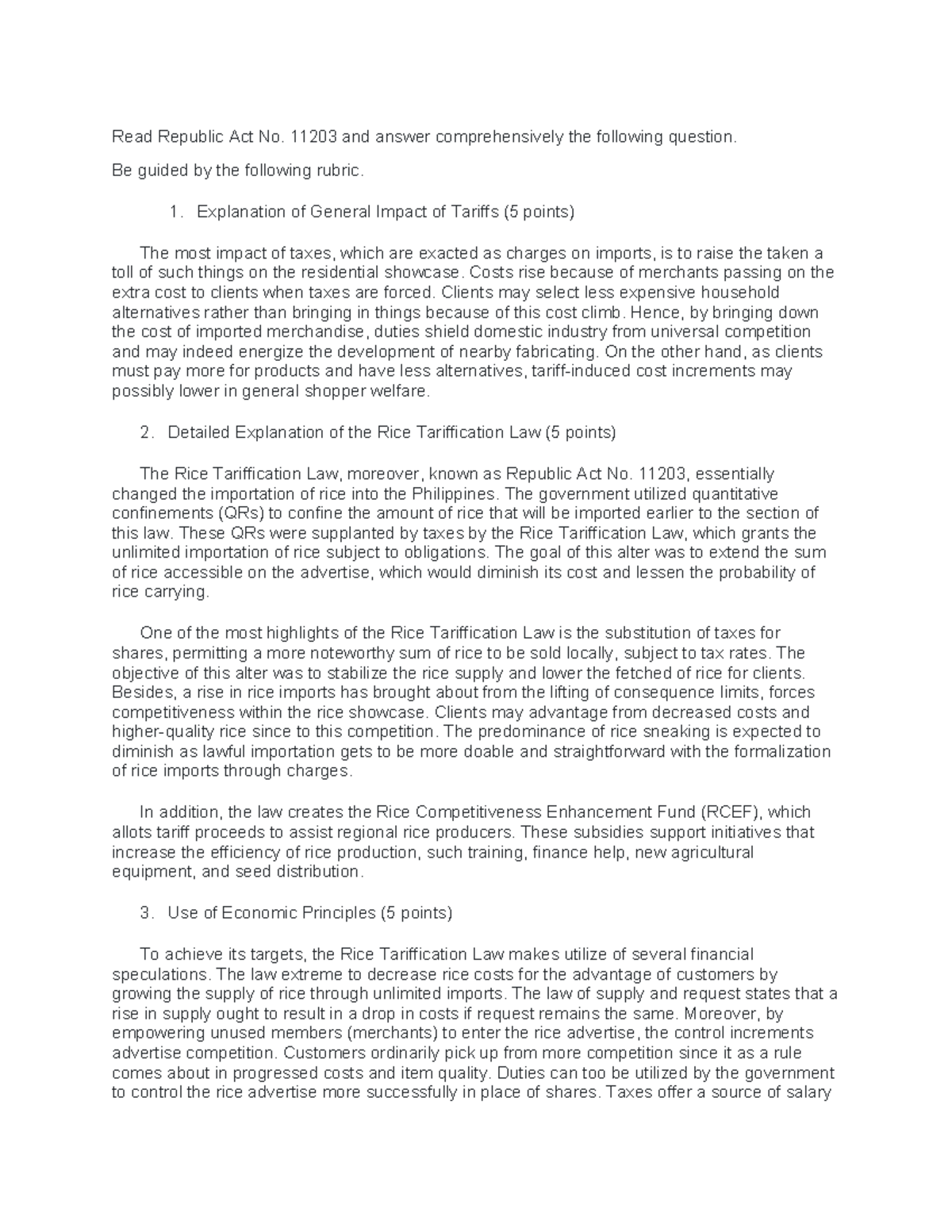 Read Republic Act No 11203 - Read Republic Act No. 11203 and answer ...