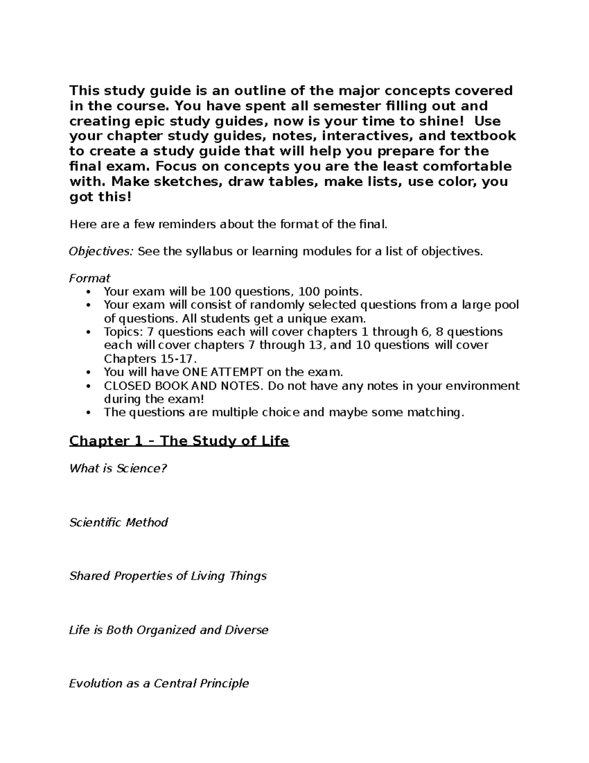 1140 Final Exam Study Guide - This study guide is an outline of the ...