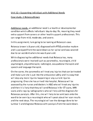 BTEC Level 3 Health and Social Care | Unit 12 Enabling Individuals with ...