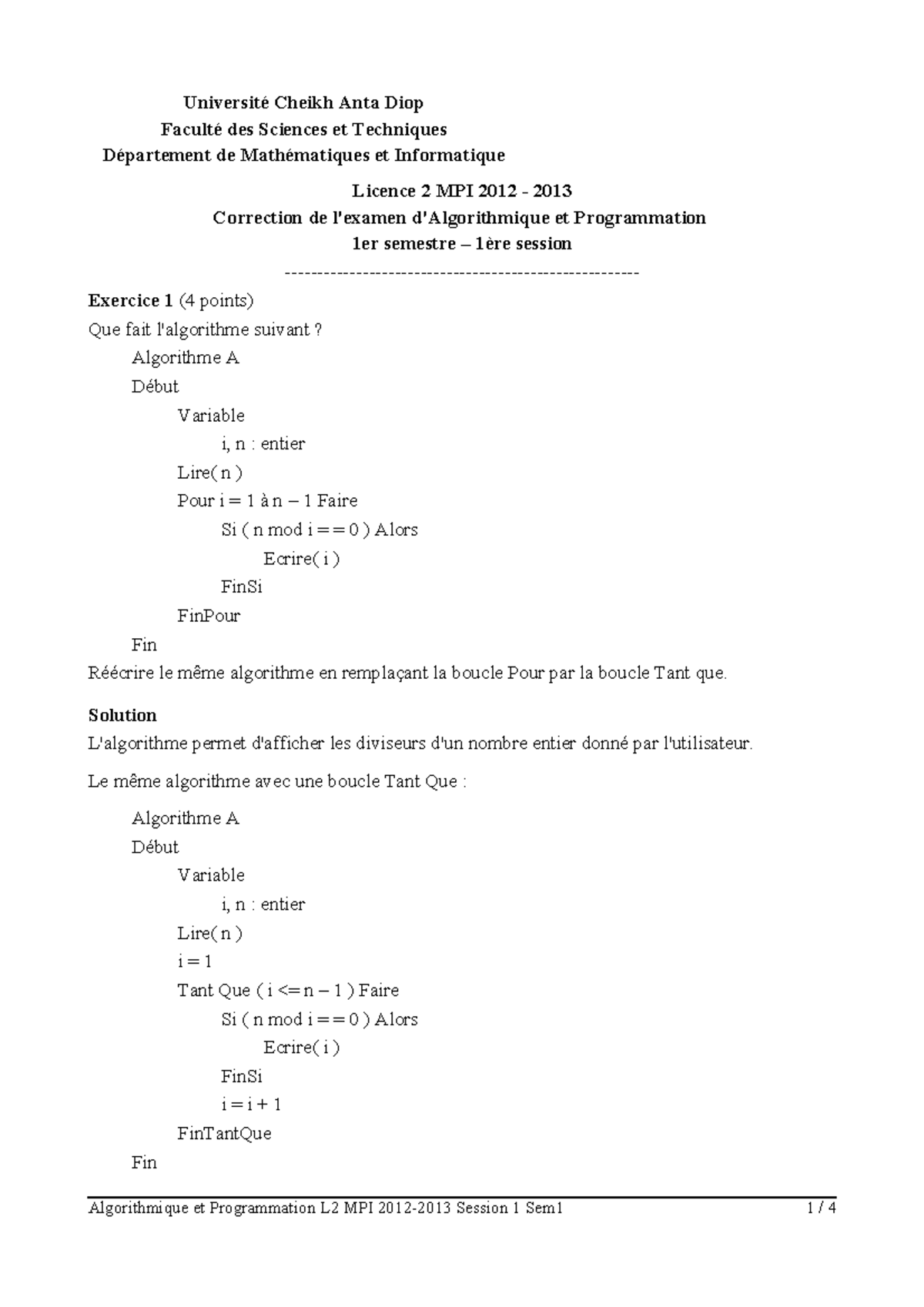 Examen.1.Algorithmique et Structure de données.correction.normale.1.4.mpi - Université Cheikh ...