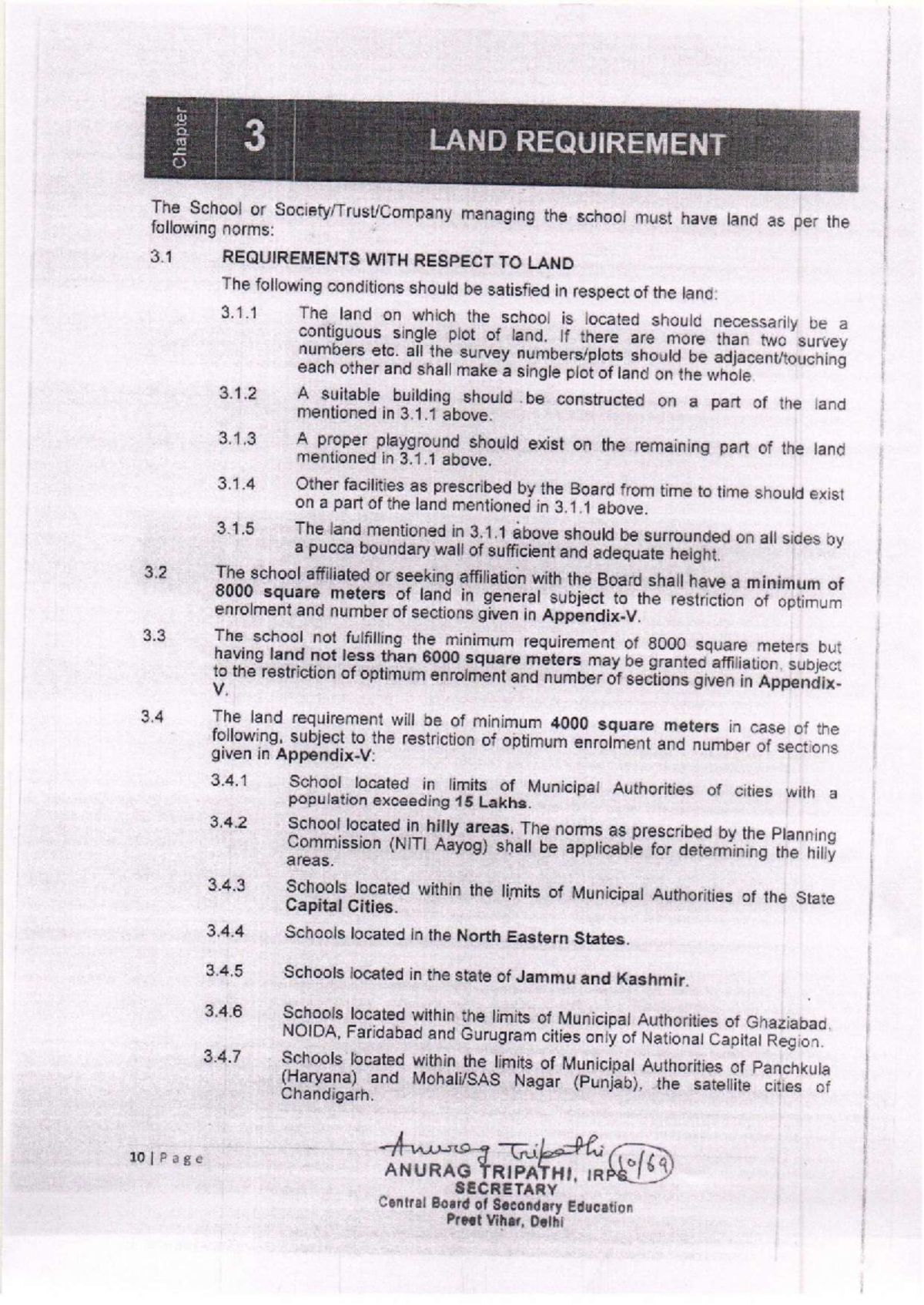 Chapter 3 - Electronics - 3 LAND REQUIREMENT The School or managing the ...