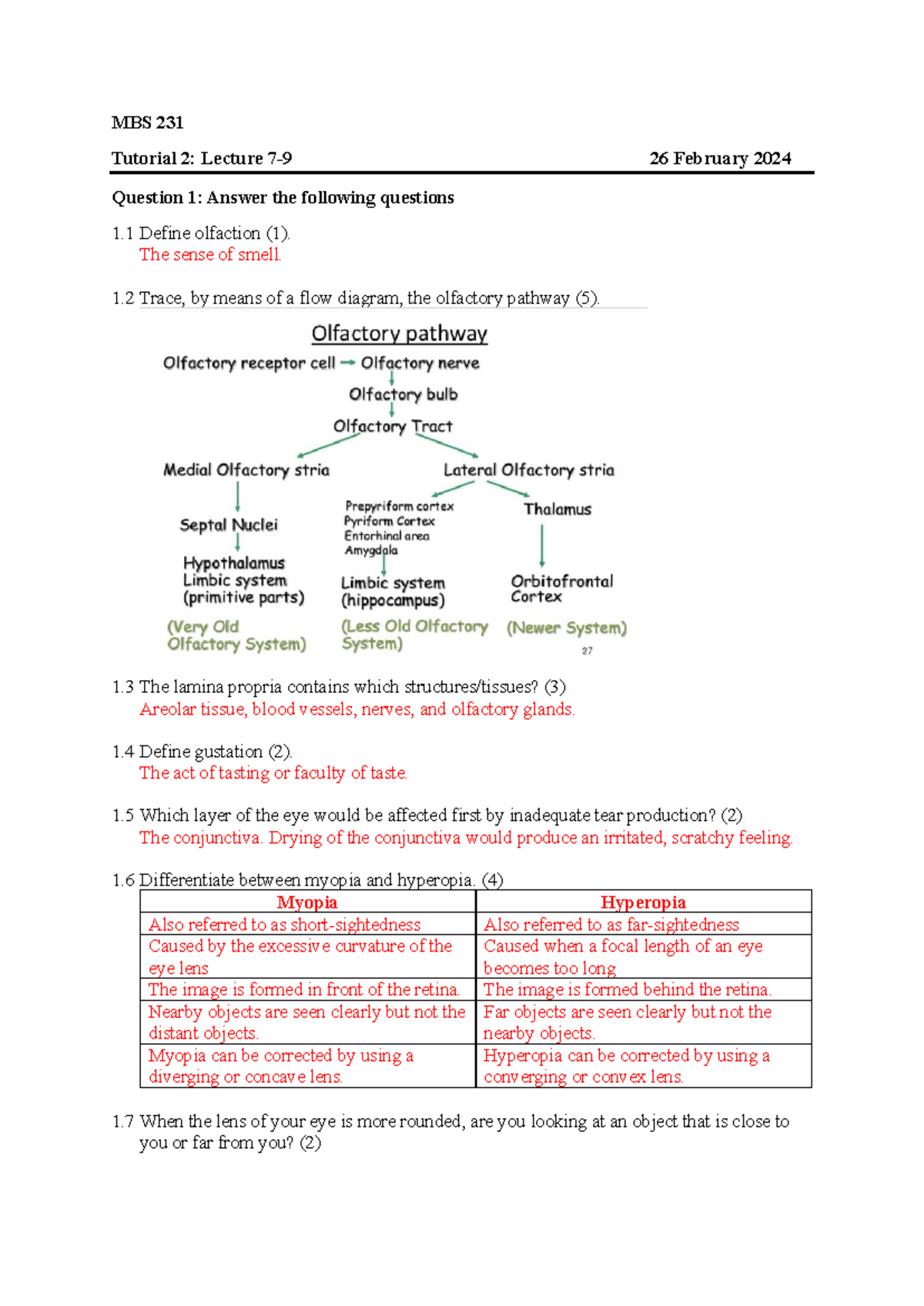 MBS231 Tutorial 2 MEMO - MBS 231 Tutorial 2: Lecture 7-9 26 February ...