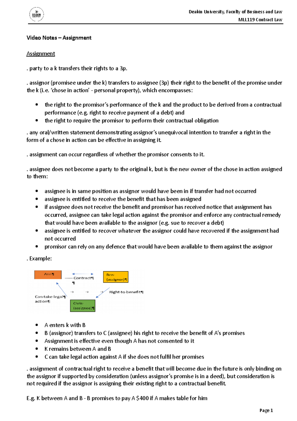 Video Notes 7 - Novation - Video Notes – Assignment Assignment . party ...
