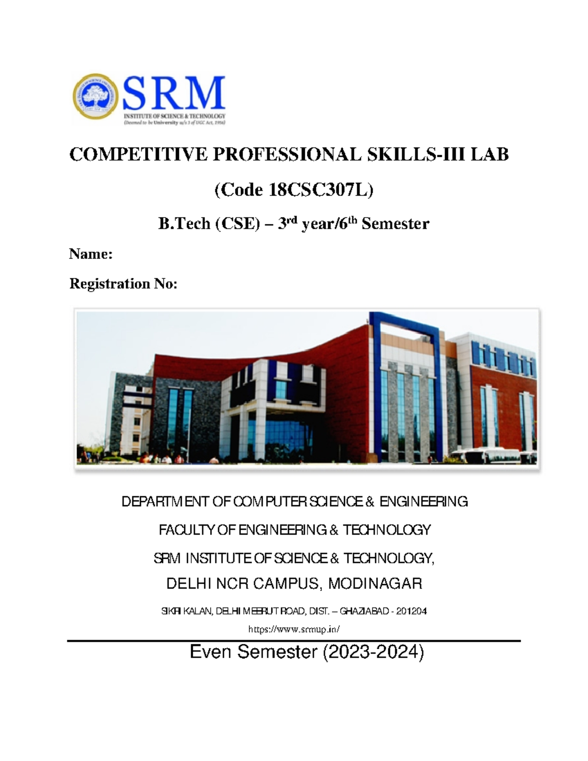 Cps III File - COMPETITIVE PROFESSIONAL SKILLS-III LAB (Code 18CSC307L ...