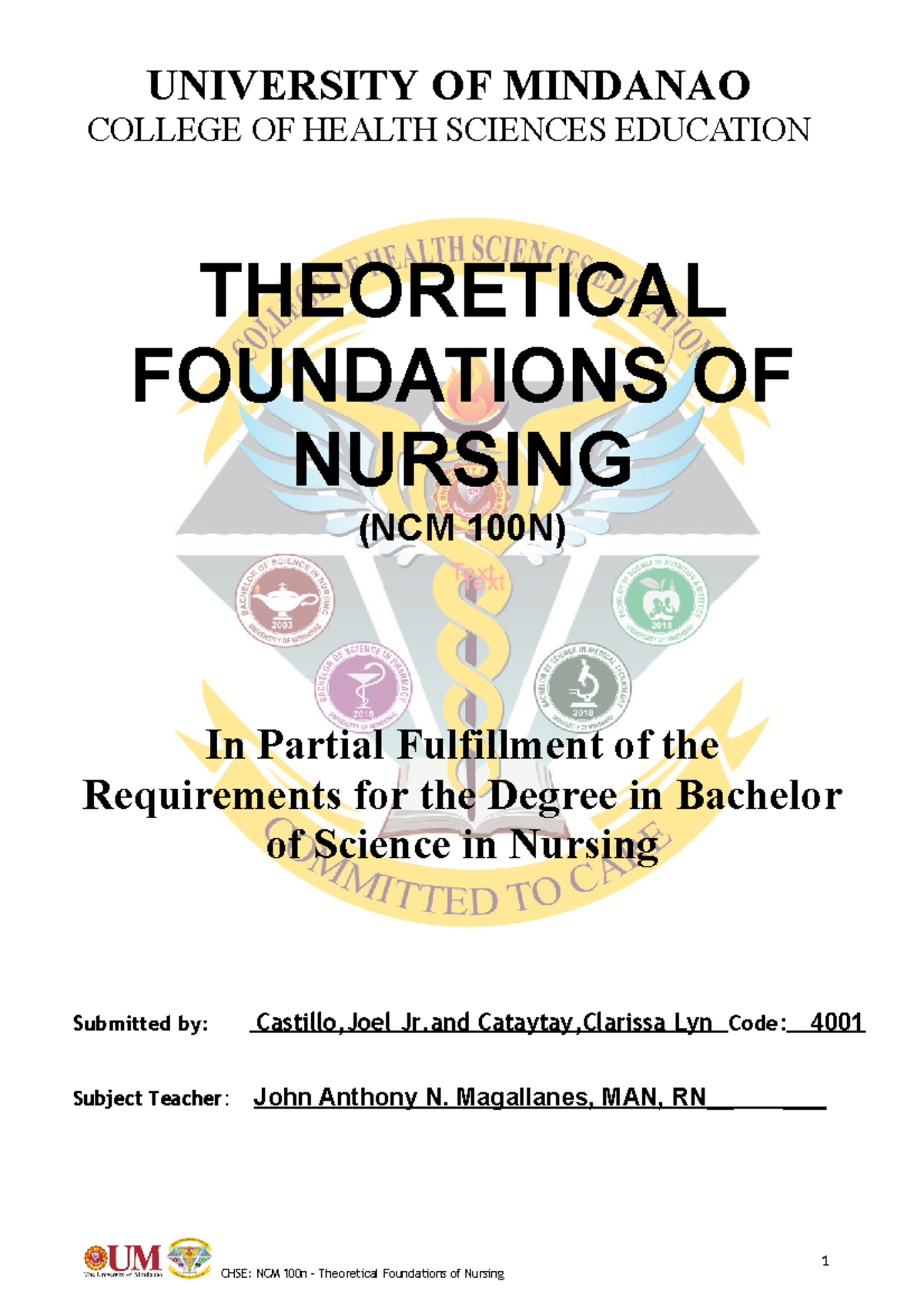 TFN-newman - TFN - UNIVERSITY OF MINDANAO COLLEGE OF HEALTH SCIENCES ...