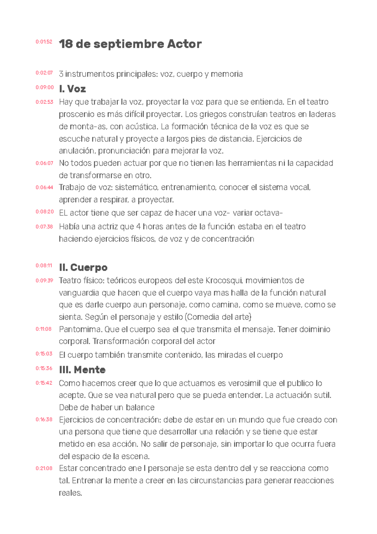 características del actor - 0:01: 0:02:07 3 instrumentos principales ...